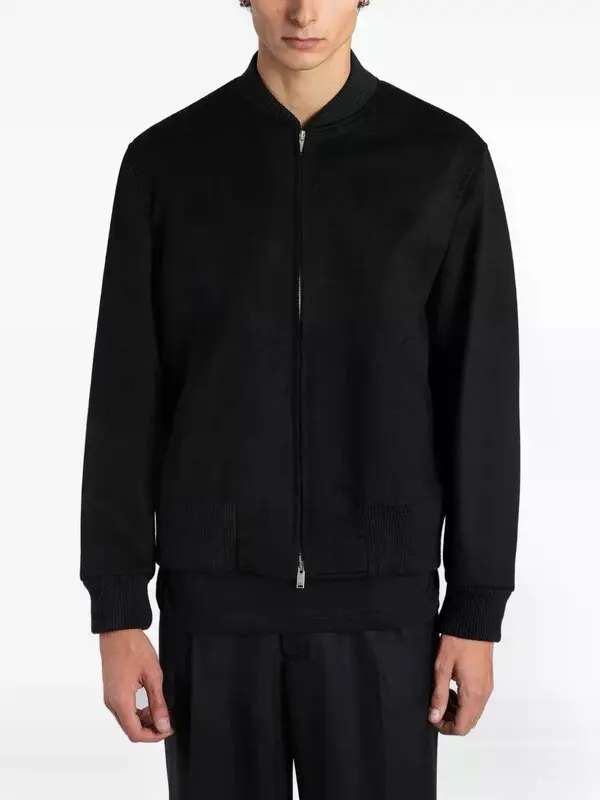 LARDINI Logo-patch Bomber Jacket - Black