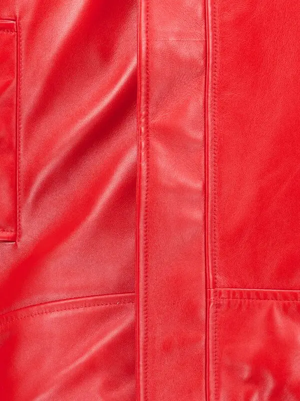 Balenciaga Arrotondato Leather Jacket With Engraved Lettering Logo On The Front