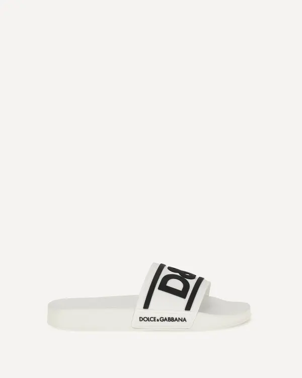 Dolce & Gabbana Logo Slide Sandals - White