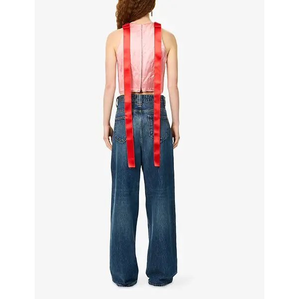 Erdem Embellished Sleeveless Satin Top