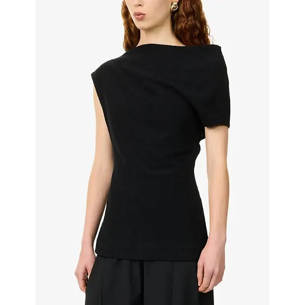 TOTEME Textured One-shoulder Cotton Top