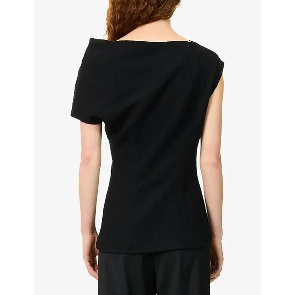 TOTEME Textured One-shoulder Cotton Top