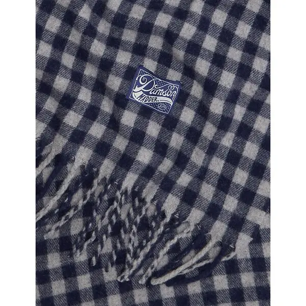 DAMSON MADDER Gingham Tassel Wool Scarf