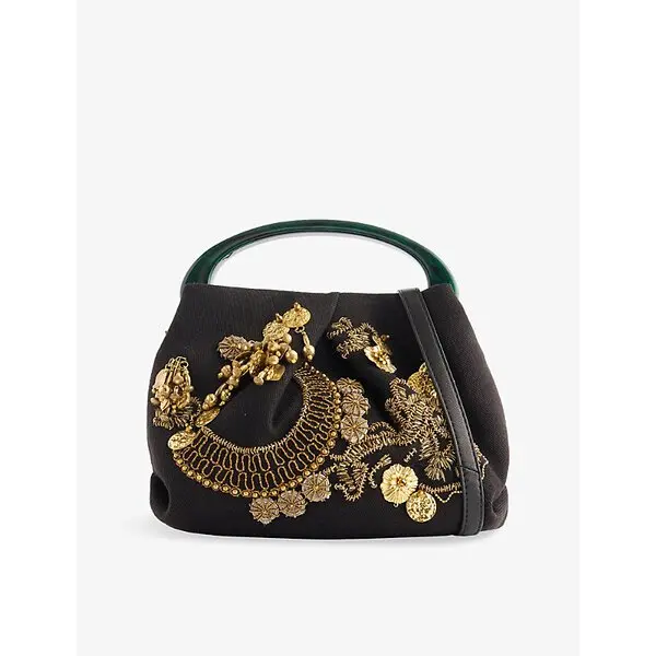 Dries Van Noten Crispino Embroidered Cotton Pouch Bag