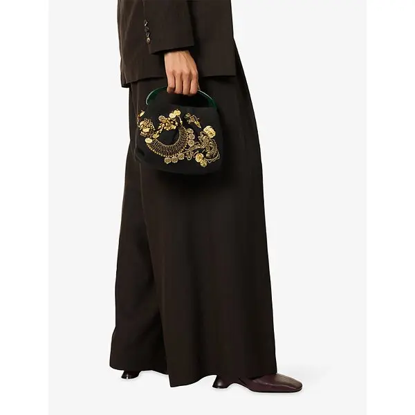 Dries Van Noten Crispino Embroidered Cotton Pouch Bag