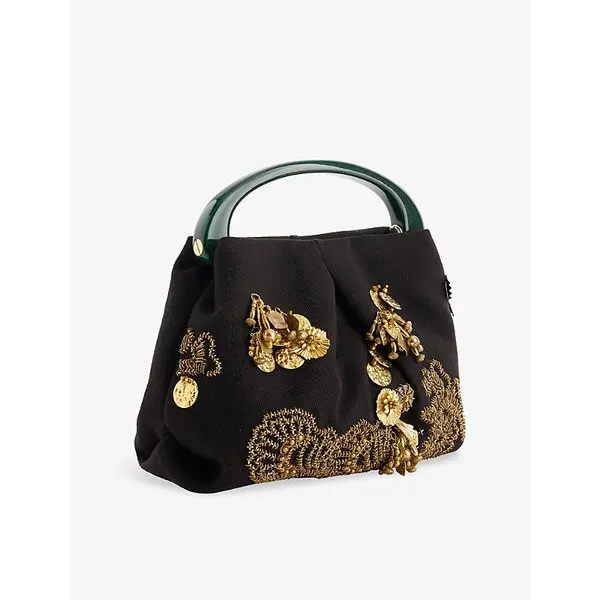 Dries Van Noten Crispino Embroidered Cotton Pouch Bag