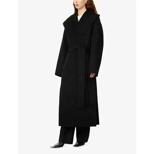 TOTEME Hoody Belted Long Wool Coat