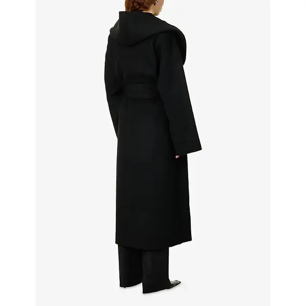 TOTEME Hoody Belted Long Wool Coat