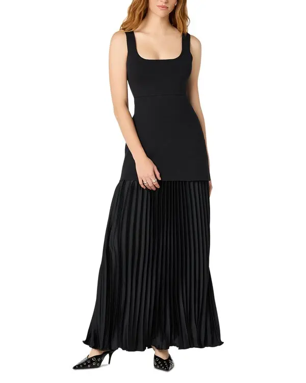 Astr The Label Adison Drop Waist Pleat Skirt Dress