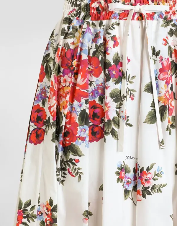 Dolce & Gabbana Flower Bouquet-print Skirt With Pleats