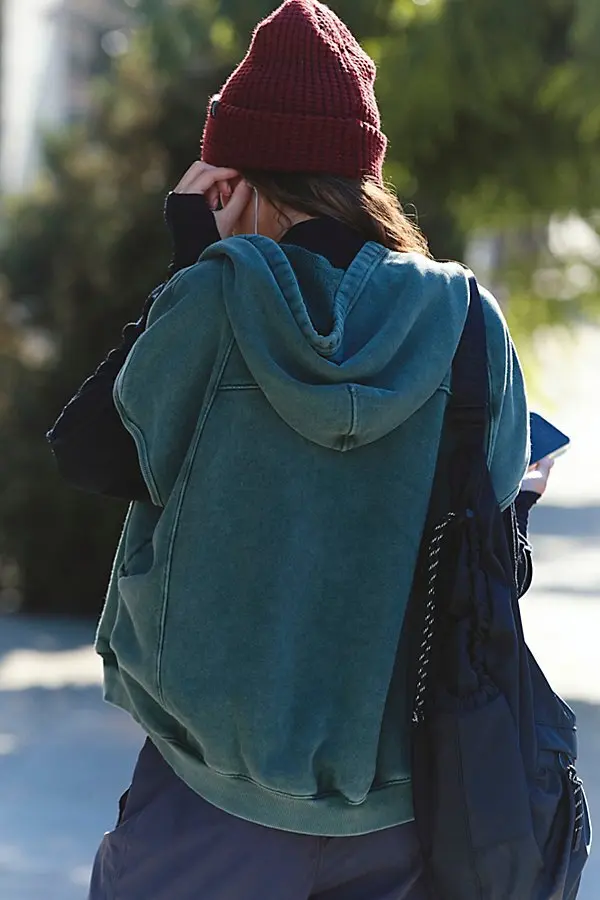 Free People Trackline Muscle Zip-up - Rainforest
