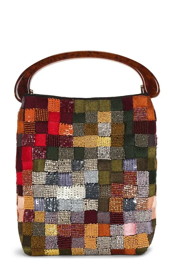 Dries Van Noten Small Embroidered Resin Handle Crossbody Bag In Brown