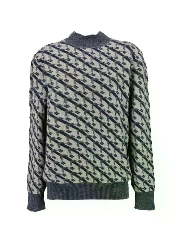 Giorgio Armani Geometric-pattern High-neck Sweater - Grey