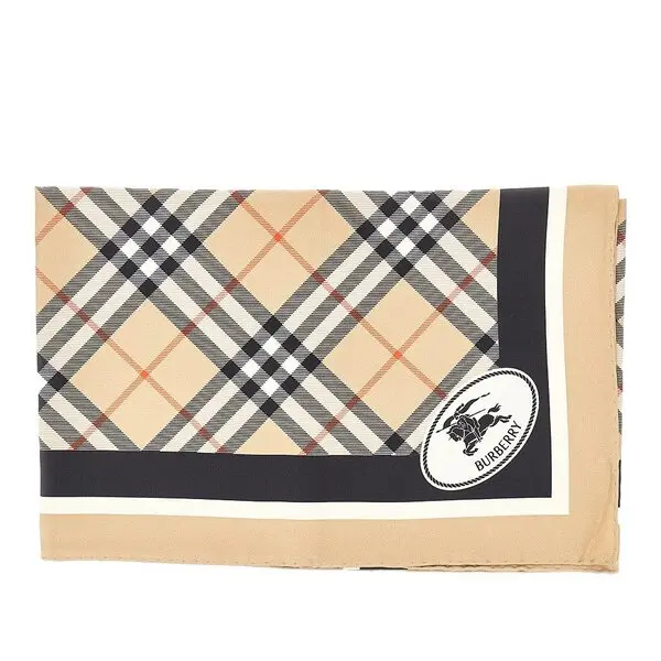 Burberry Check Silk Scarf - Beige
