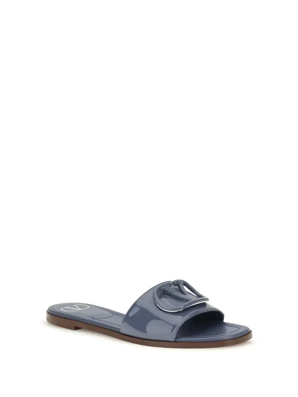 Valentino Garavani Vlogo Patent Slide Sandals