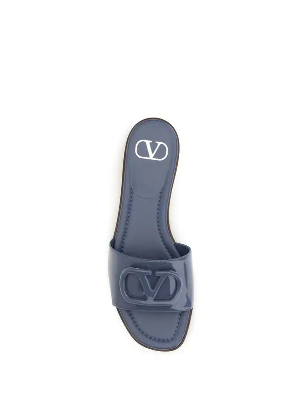 Valentino Garavani Vlogo Patent Slide Sandals