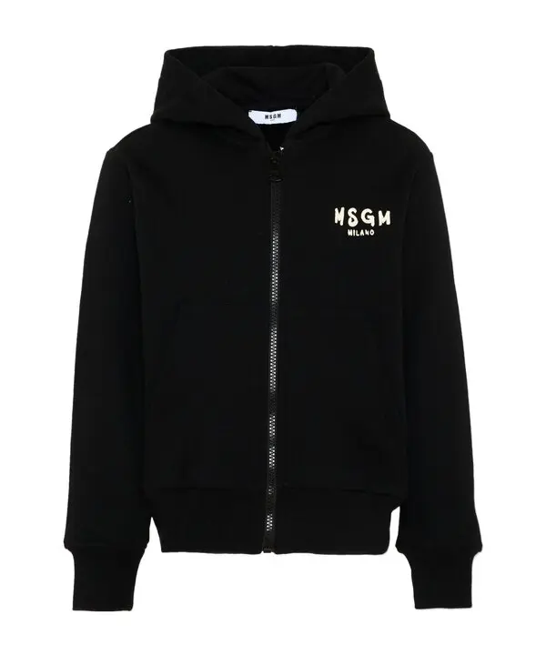 MSGM Logo-print Zip-up Hoodie
