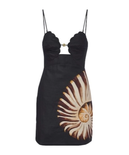 Farm Rio Ammonite Linen Minidress - Black