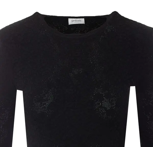 Saint Laurent Mini Dress In Floral Mesh Knit