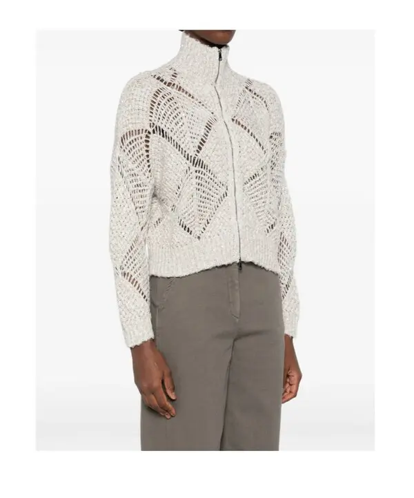 Antonelli Firenze Cut-out Zip-up Knit Top