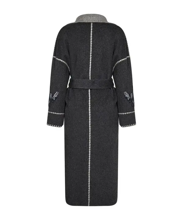 ERMANNO FIRENZE Contrast Trim Belted Coat