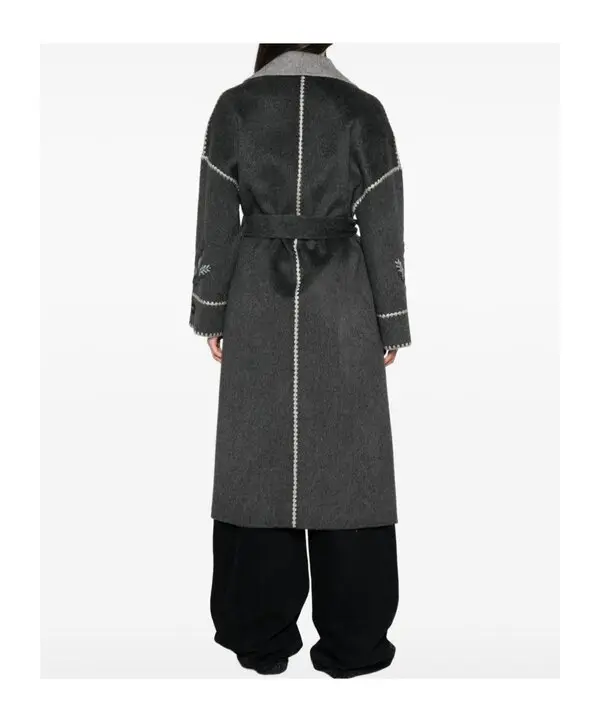 ERMANNO FIRENZE Contrast Trim Belted Coat