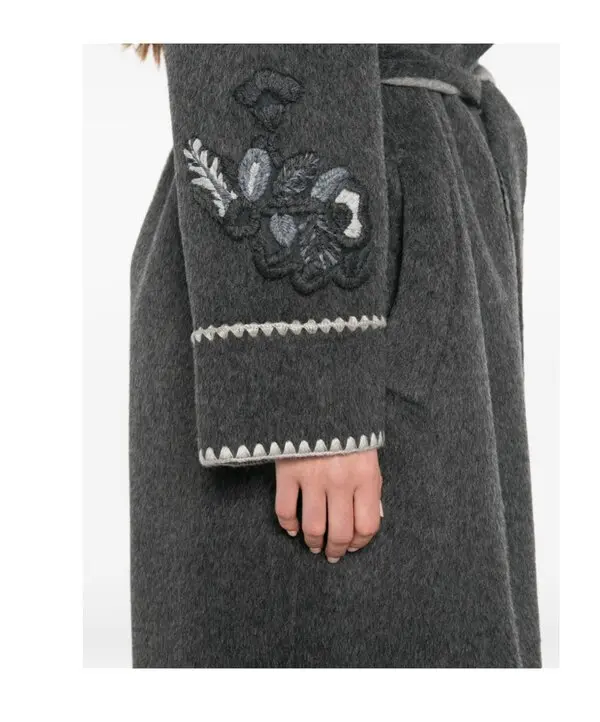 ERMANNO FIRENZE Contrast Trim Belted Coat