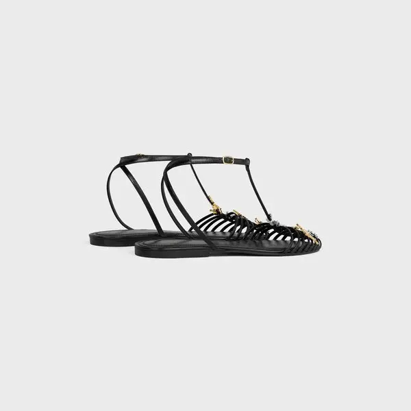 Celine Cage Flat Sandal In Goatskin