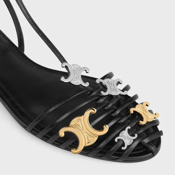 Celine Cage Flat Sandal In Goatskin