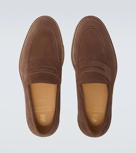 Brunello Cucinelli Suede Penny Loafers - Brown