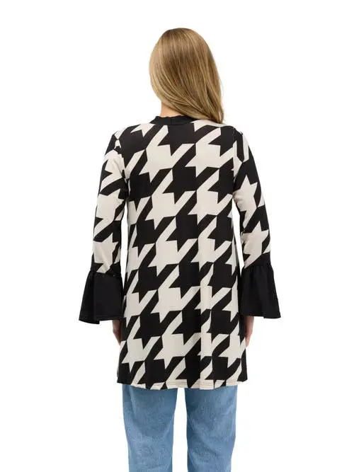 24SEVEN COMFORT APPAREL Essential Soft Stretch Bell Sleeve Open Front Jacket