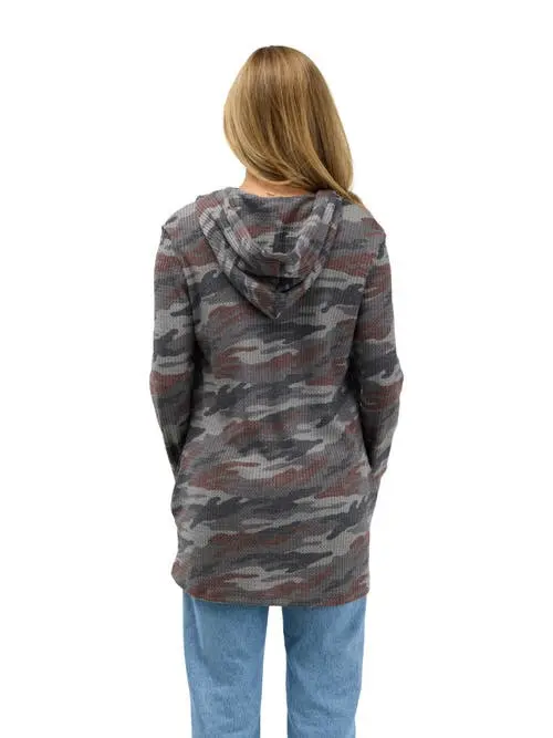 24SEVEN COMFORT APPAREL Essential Hooded Open Front Cardigan Jacket