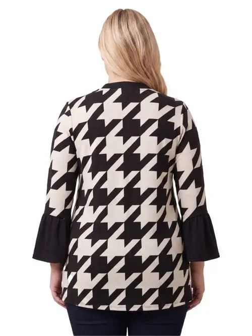 24SEVEN COMFORT APPAREL Essential Curvy Soft Stretch Bell Sleeve Open Front Jacket