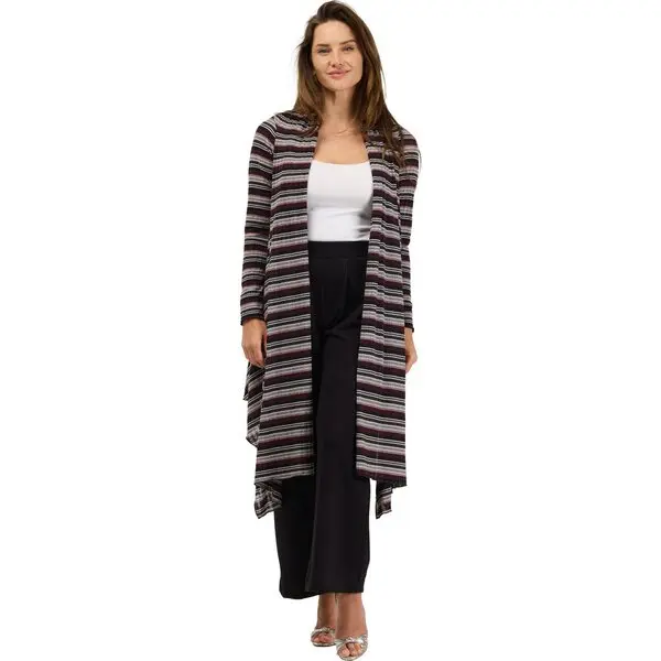 24SEVEN COMFORT APPAREL Essential Open Front Long Sleeves Cardigan Jacket
