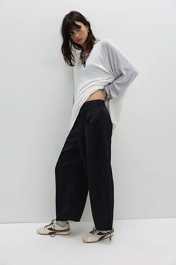 Free People Satin Boyfriend Trousers
