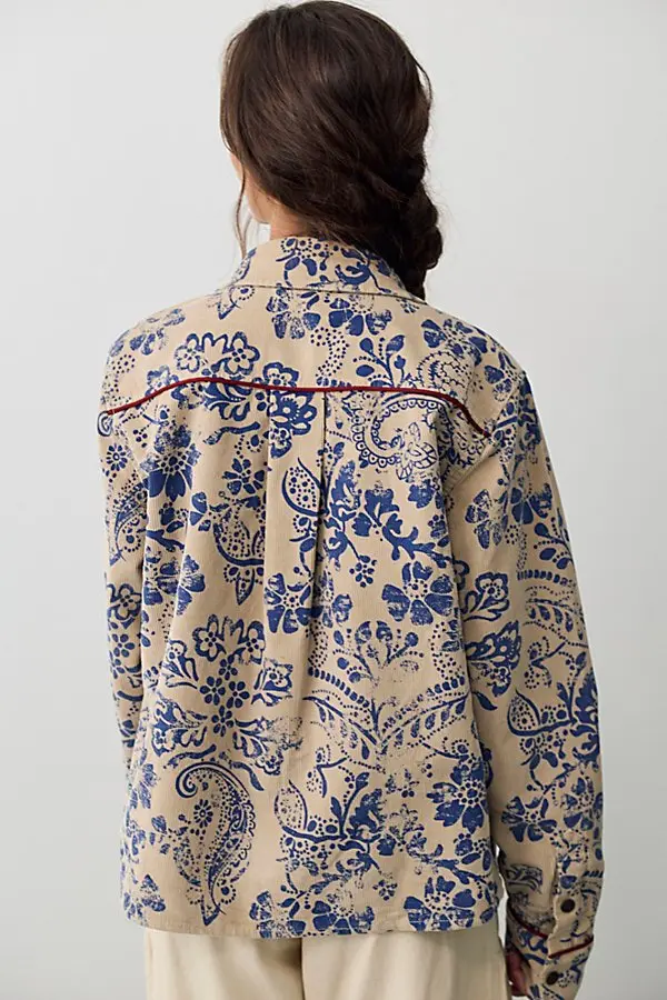 Free People We The Free Shades Of Blue Printed Button Down Top - Sky Blue Combo