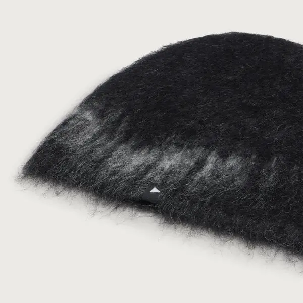 AND WANDER Jacquard Shaggy Knit Beanie - Black