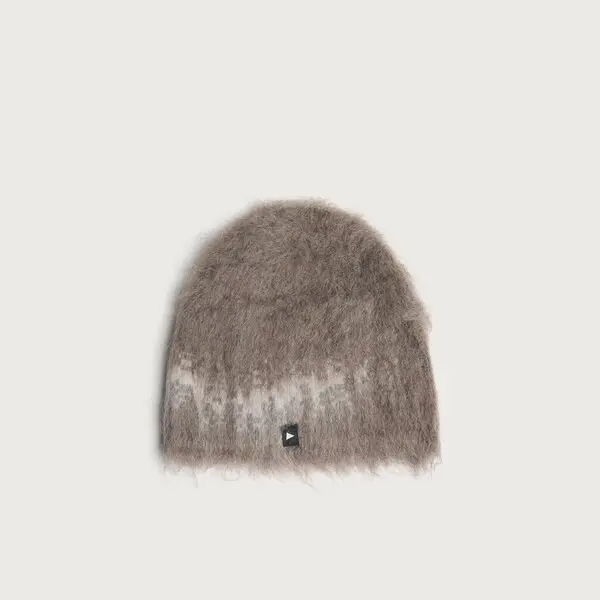 AND WANDER Jacquard Shaggy Knit Beanie - Brown