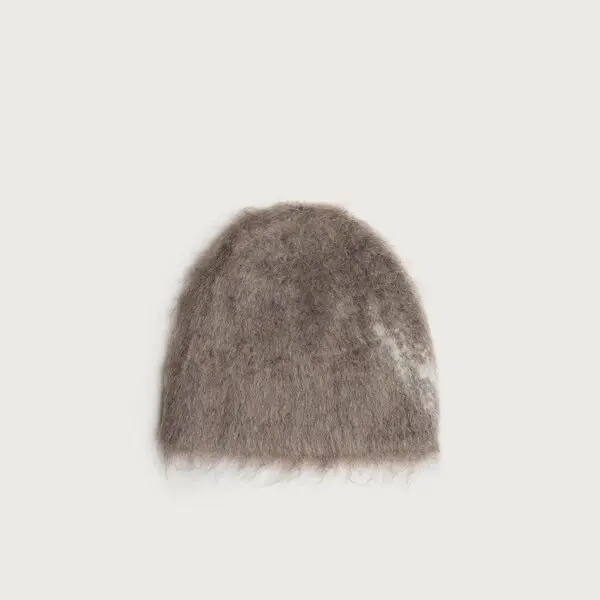 AND WANDER Jacquard Shaggy Knit Beanie - Brown
