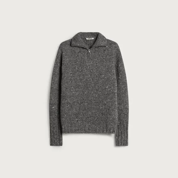 Auralee Homespun Tweed Knit Zip Jumper
