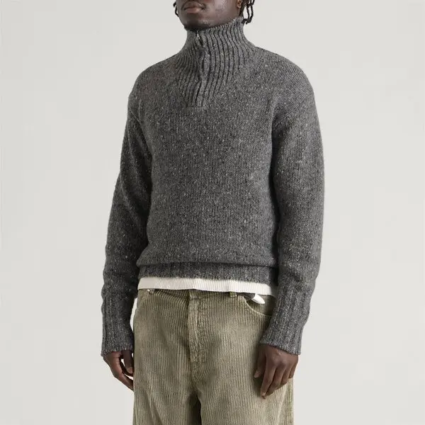 Auralee Homespun Tweed Knit Zip Jumper