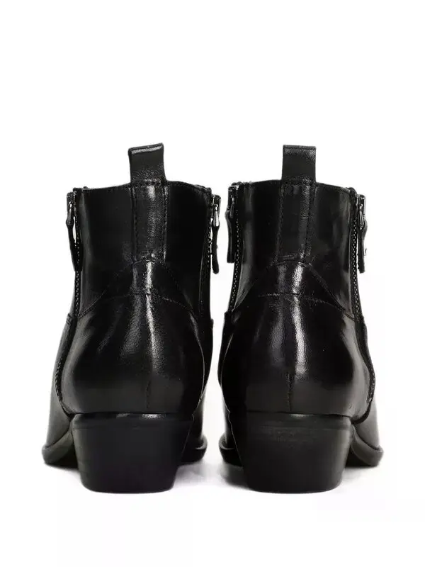 JULIE DEE Leather Ankle Boots - Black