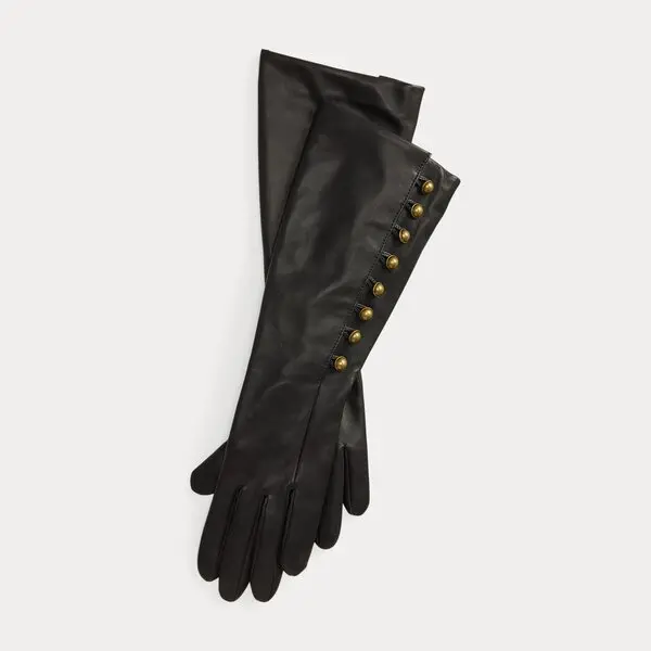 Ralph Lauren Buttoned-placket Sheepskin Gloves - Black