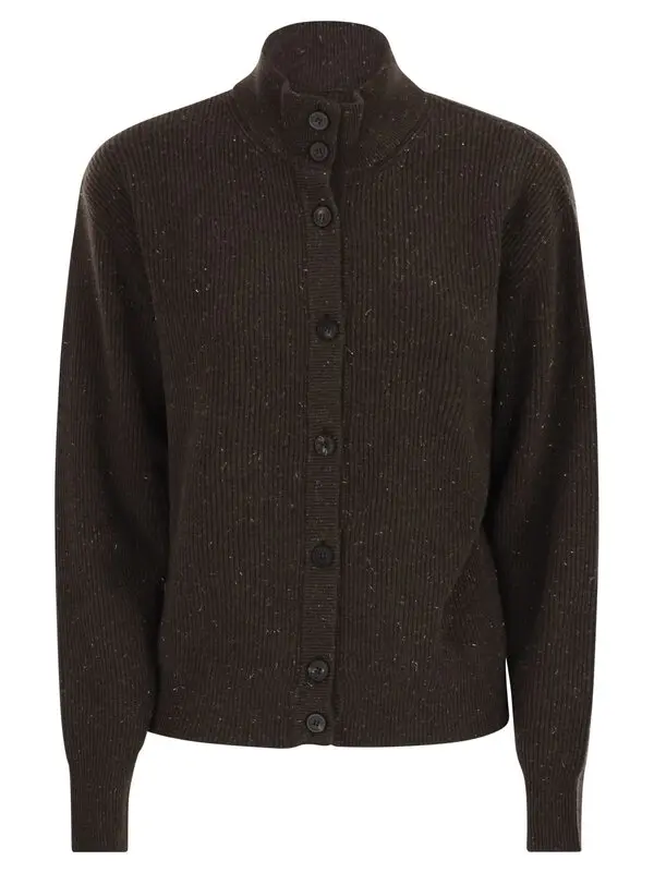 Peserico Cardigan With Buttons In Wool, Silk And Cashmere - Brown
