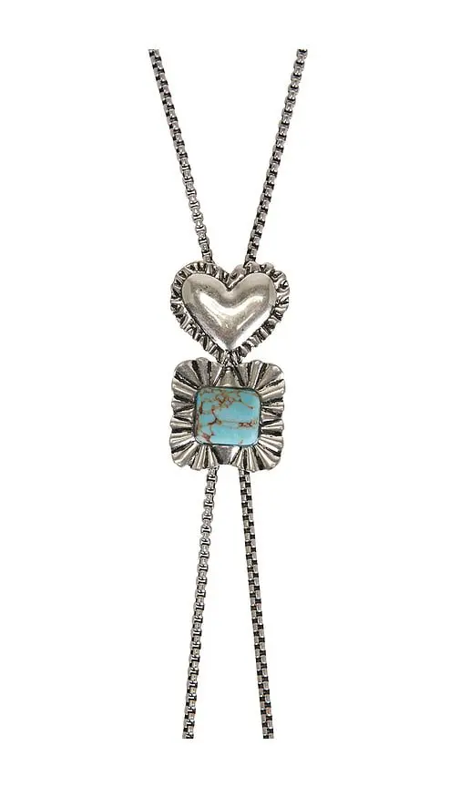 Lele Sadoughi Ruffle Heart Bolo Necklace In Metallic Silver