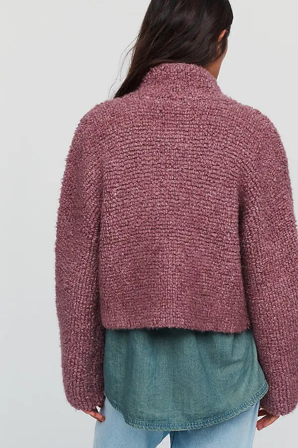 PILCRO Marlow Fleece Zip-front Sweater - Grape Shake