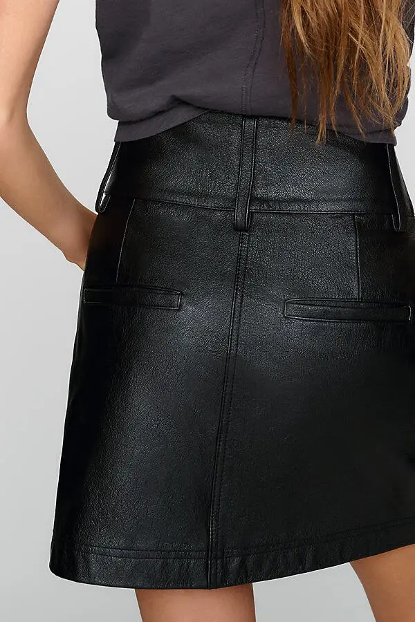 PILCRO Sawyer Leather Mi Skirt