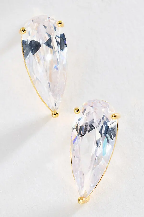 Anthropologie Pear Cut Crystal Post Earrgs