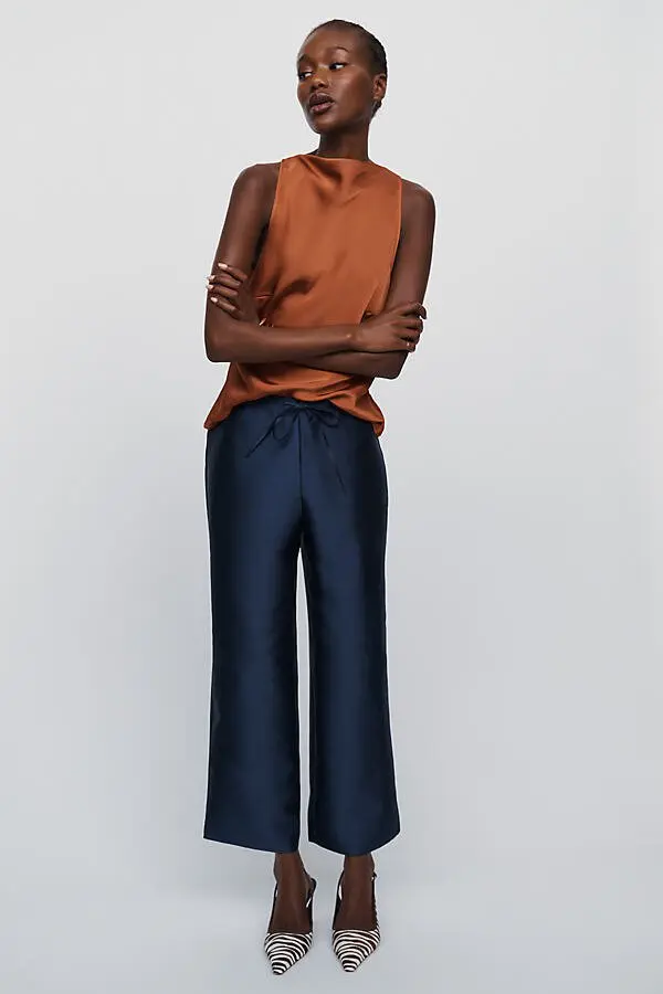 REFORMATION Ola Cropped Straight Leg Pants - Navy