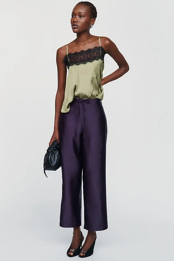 REFORMATION Ola Cropped Straight Leg Pants - Purple